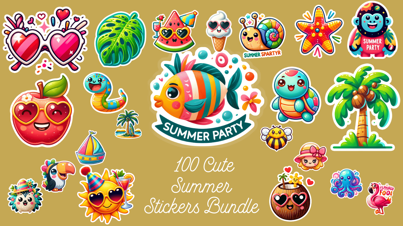 Bundle of 100 Cute Summer Stickers - Payhip