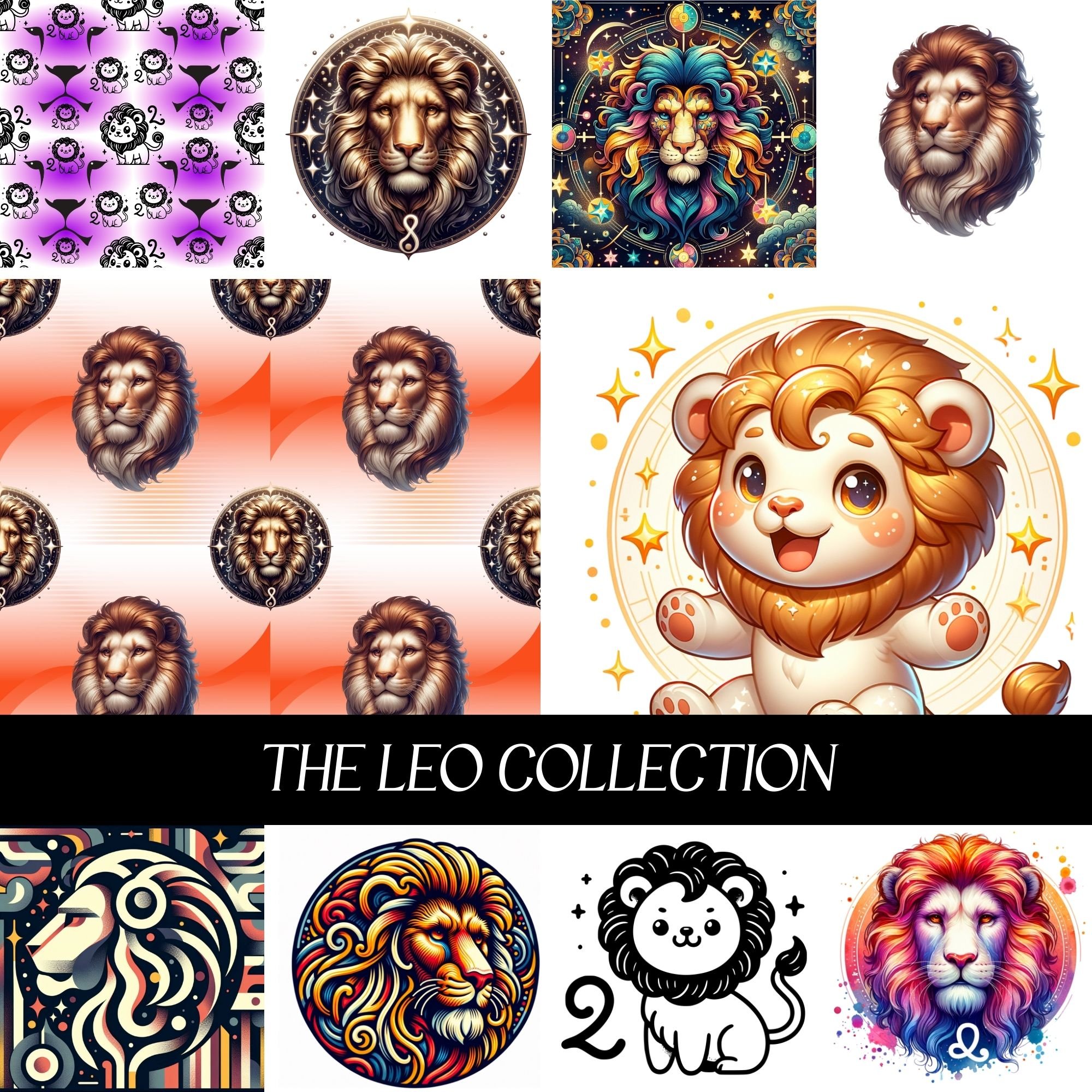 Leo Zodiac Creative Bundle: Backgrounds, Patterns & Images - Payhip