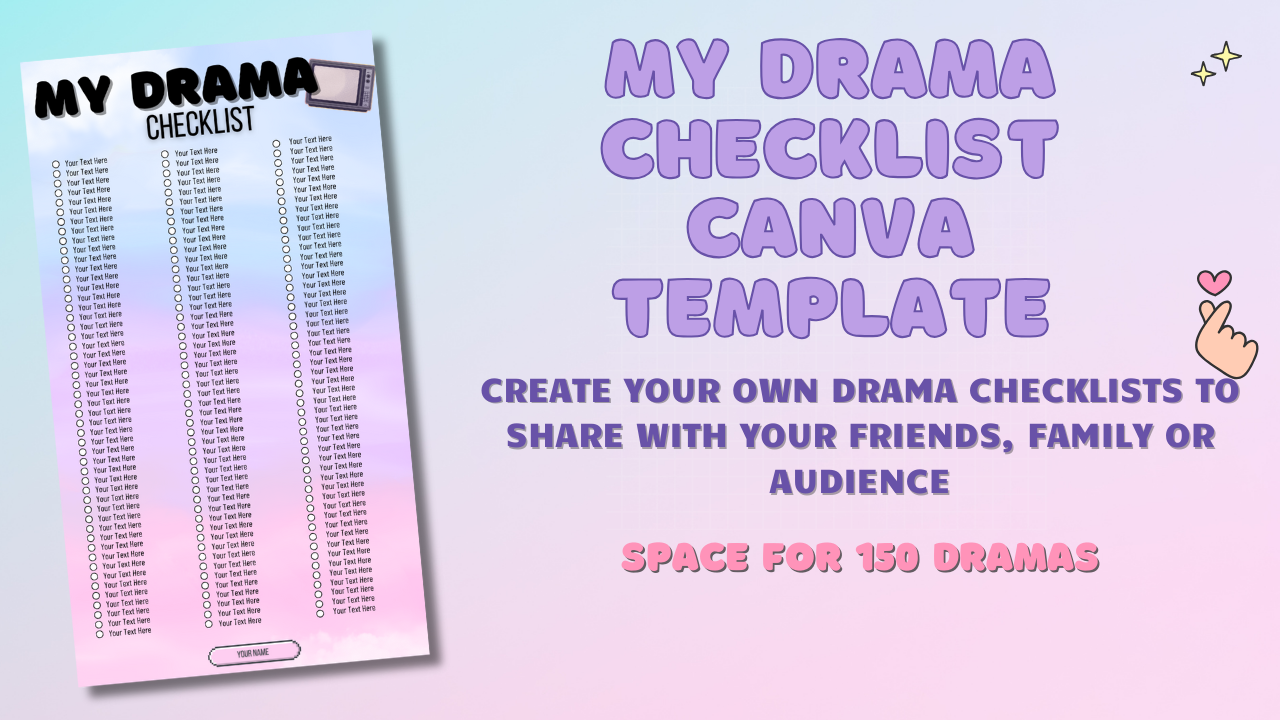 DIY Drama Checklist Canva Template - Payhip