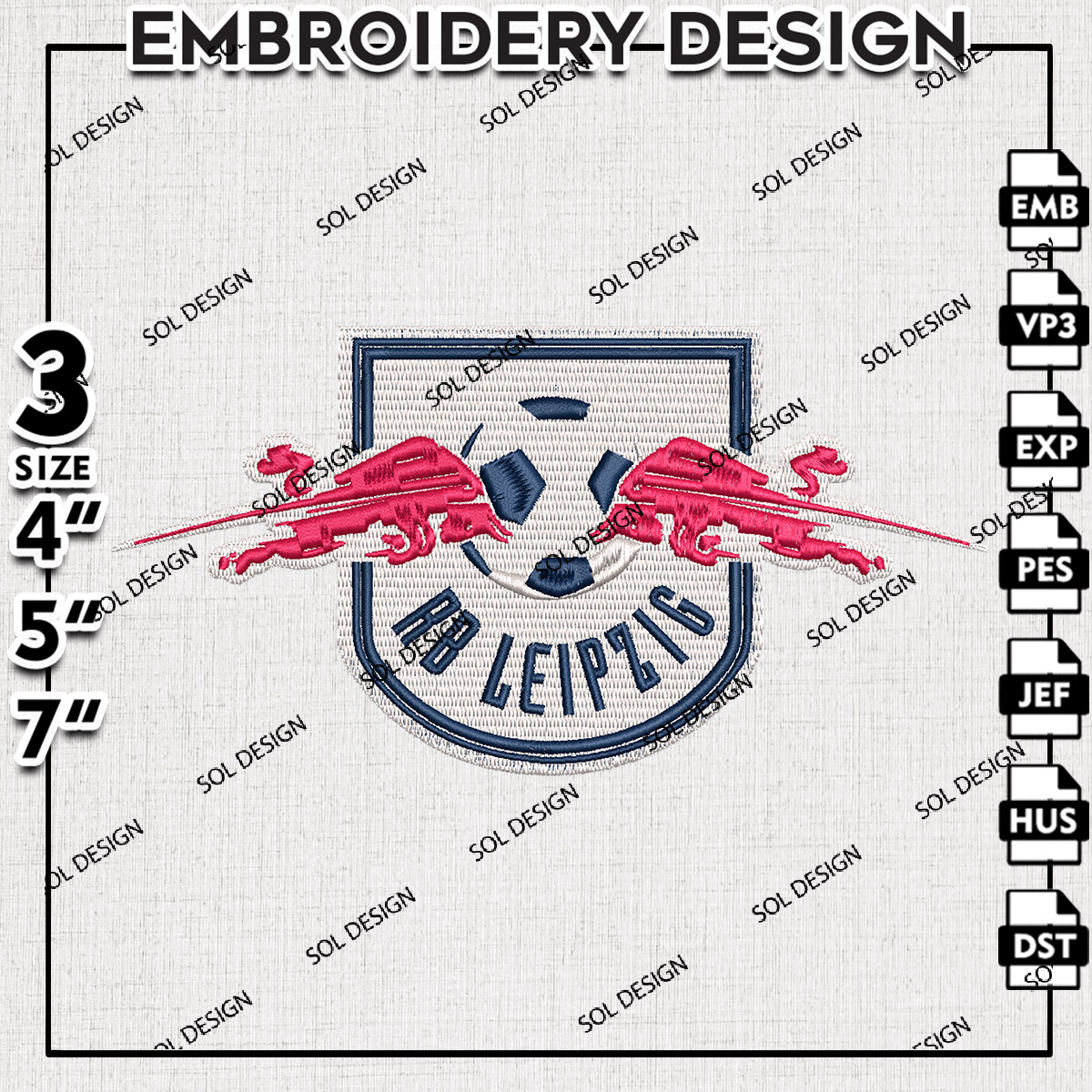 RB Leipzig Embroidery Design, Bundesliga Logo Embroidery, Bundesliga RB Leipzig Machine ...