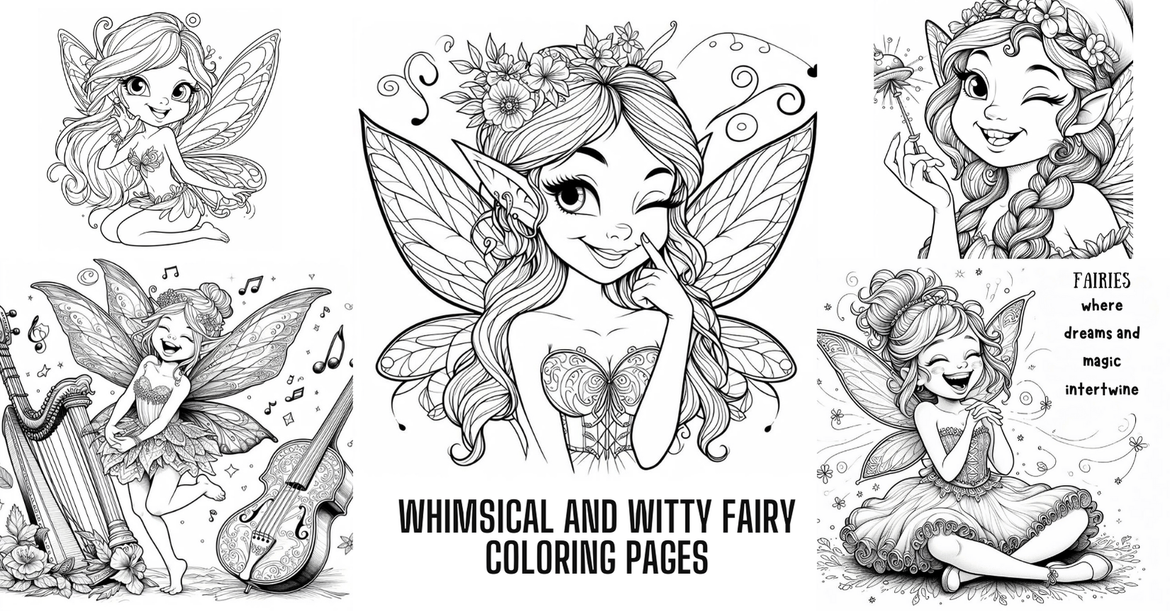 Whimsical and Witty Fairy Coloring Pages - Payhip