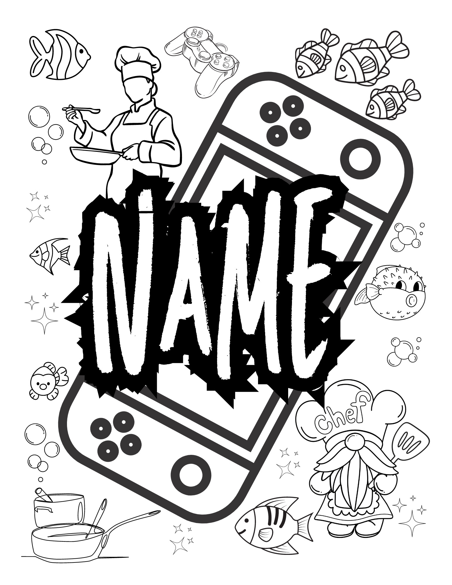 Customizable Coloring Page Template 13 - Payhip