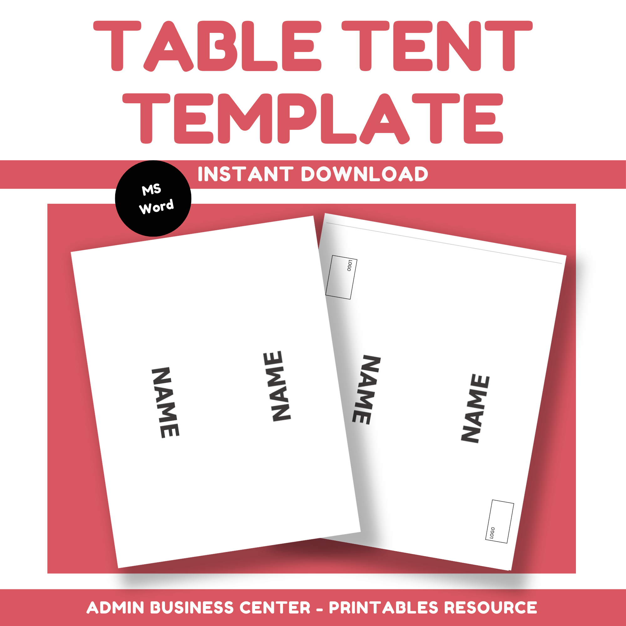 Table Tent Template - Editable - Payhip