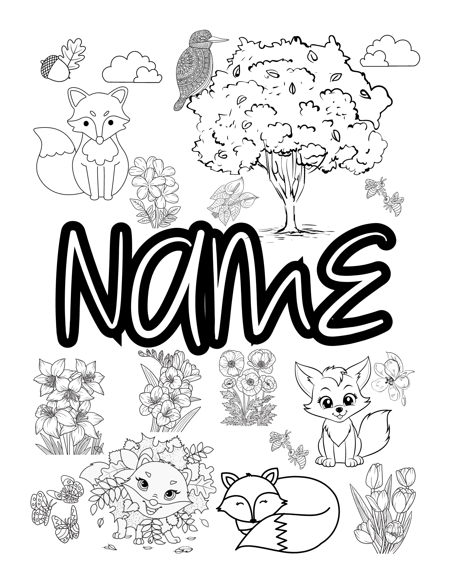 Customizable Coloring Page Template 22 - Payhip
