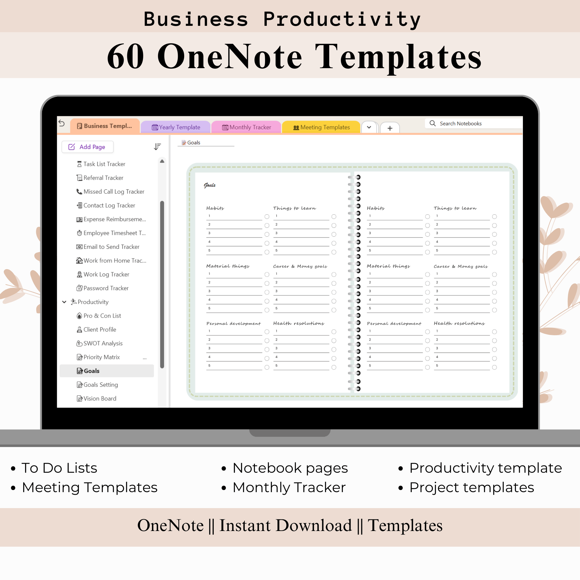 Onenote Business Work Template_2026 Tracker - Payhip