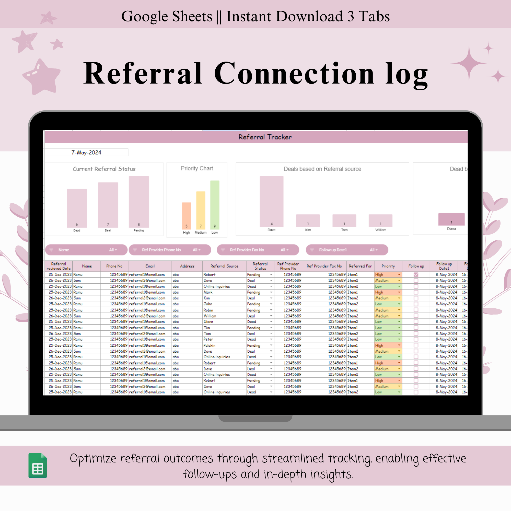 Referral Tracker Small Business Google Sheet - Payhip