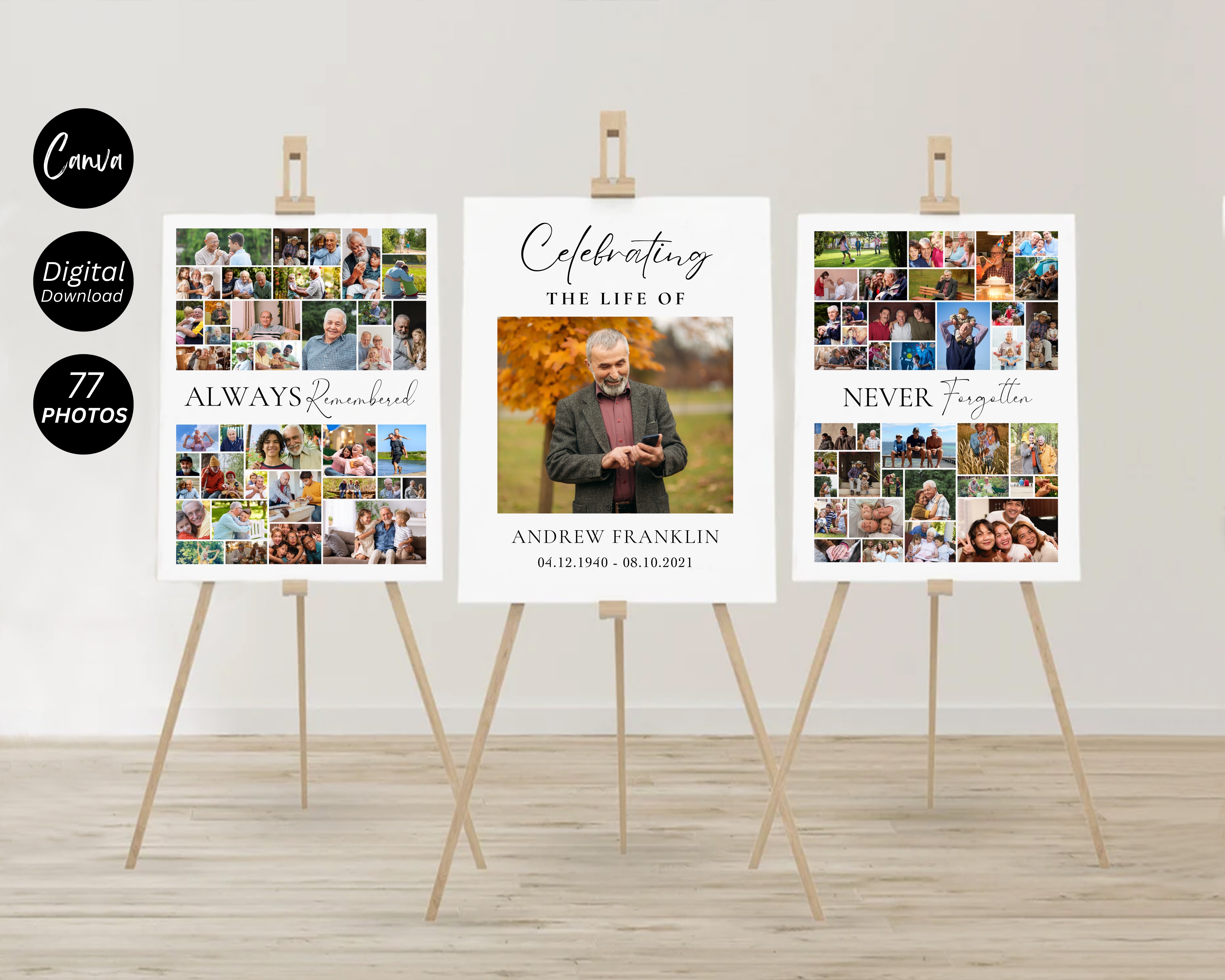 EDITABLE Memorial Service Sign, Funeral welcome Poster, Celebration of Life, Memorial Sign, In ...