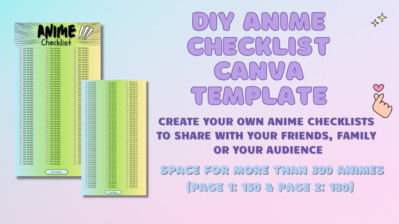DIY Anime Checklist Canva Template - Payhip