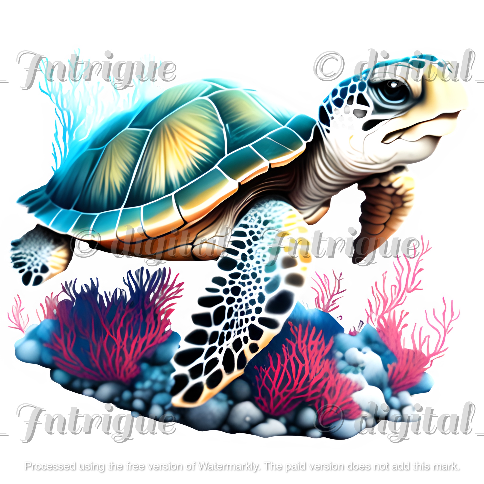 Sea Turtle and Clown Fish Sealife Digital Artwork and Clipart - Payhip