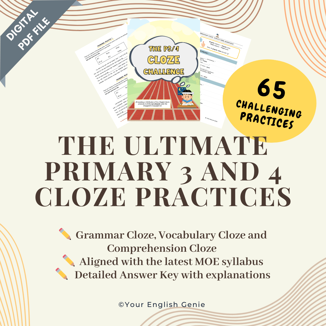 Primary 3 and Primary 4 Grammar, Vocabulary and Comprehension Cloze Book