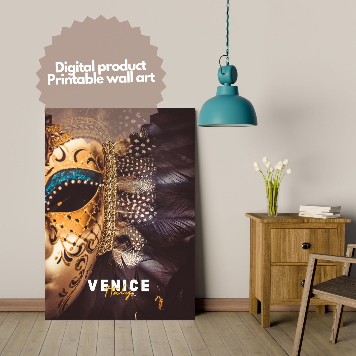 Venice carnival mask. Printable wall art. Italy city. - Payhip