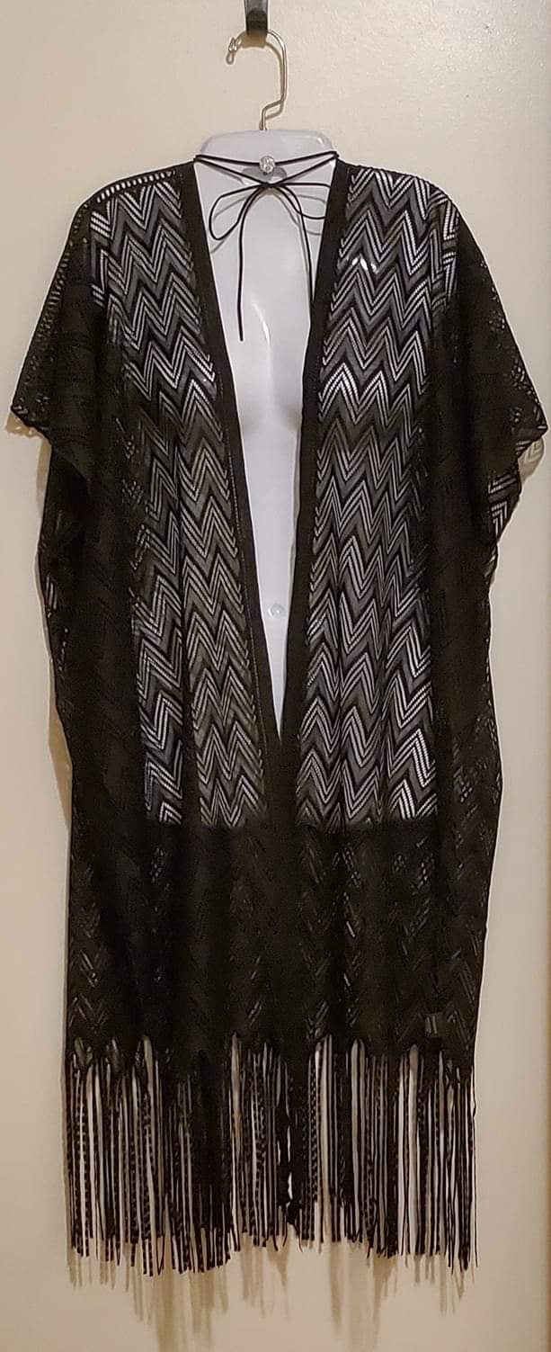 🎊Black Crochet Fringed Cover-up #BCFC9 - Payhip