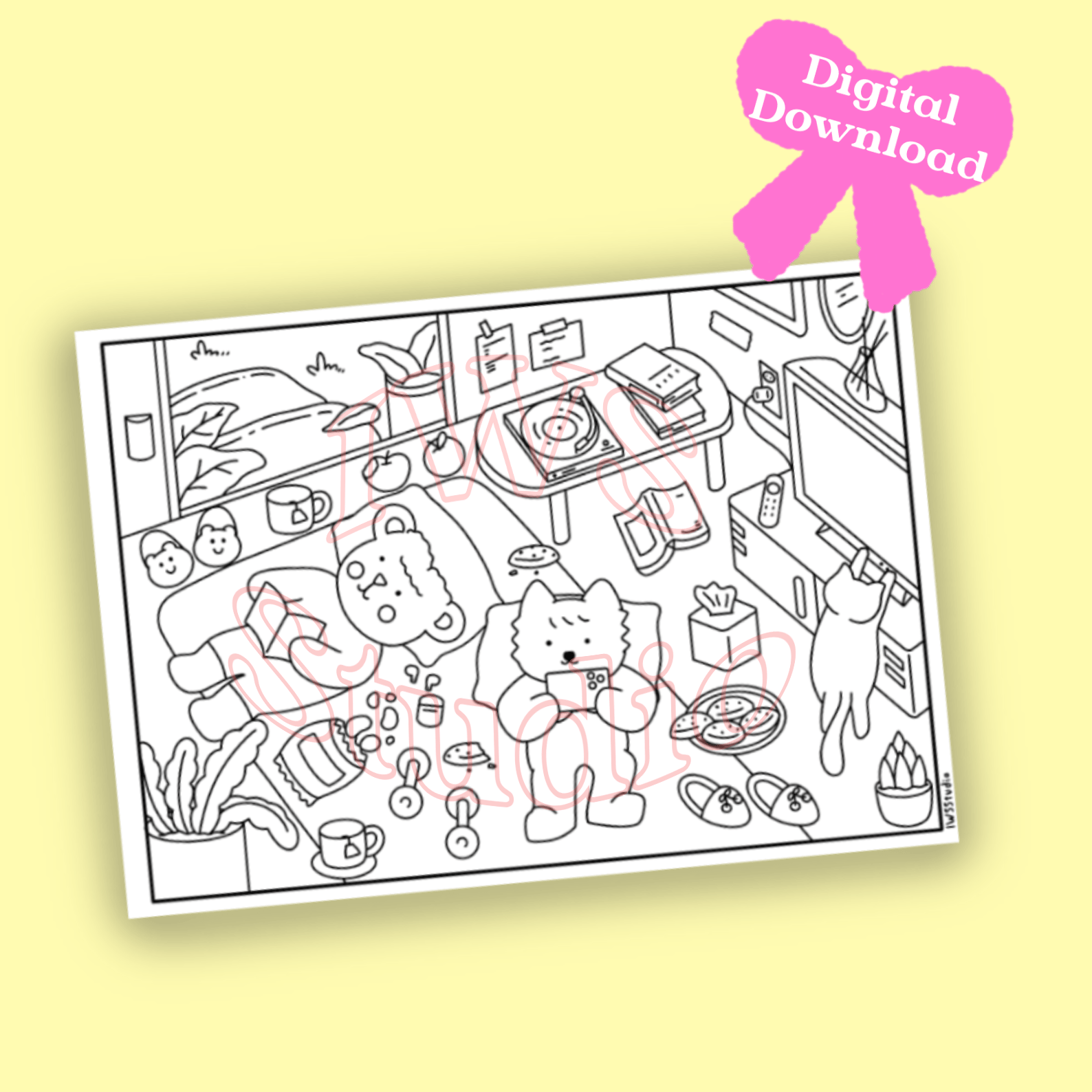 Digital Download Coloring Page | Cozy Afternoon - Payhip