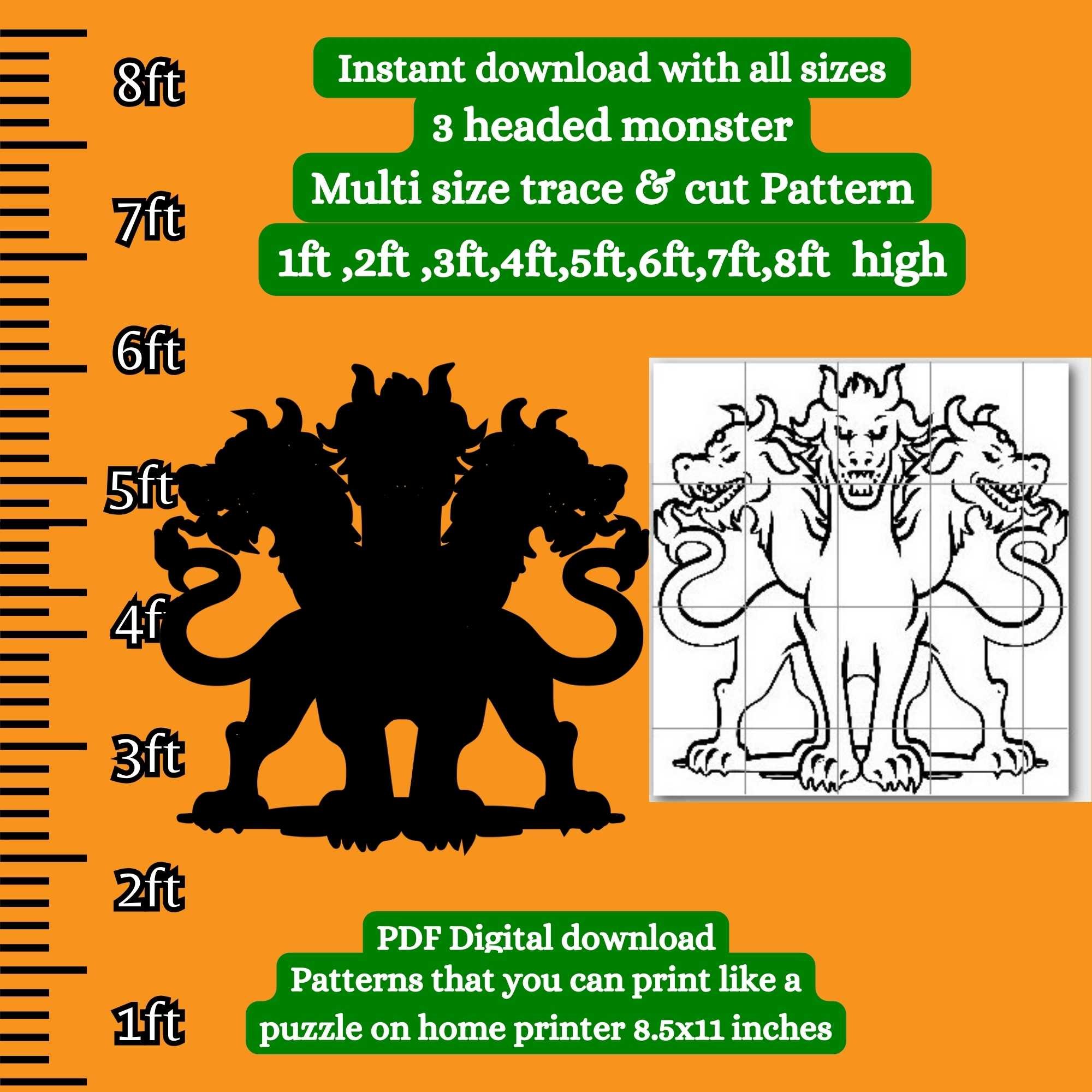 Life size, Large small Cerberus monster, 1ft 2ft 3ft 4ft, 5ft, 6ft 7ft ...