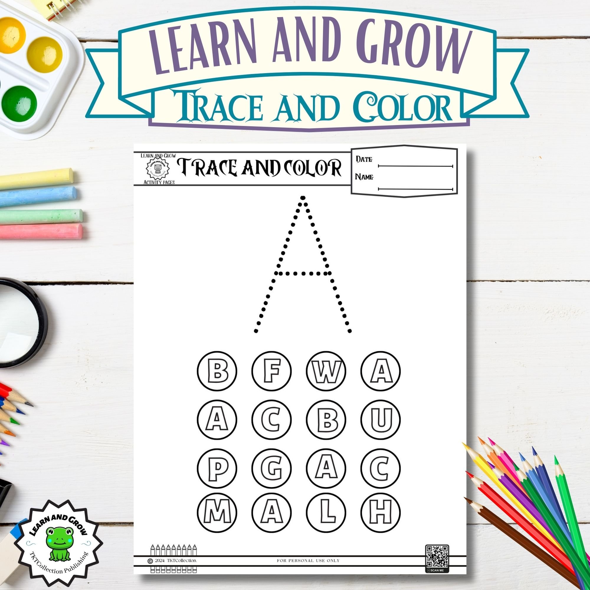 Learn and Grow ABC Trace and Matching Pages: Printables