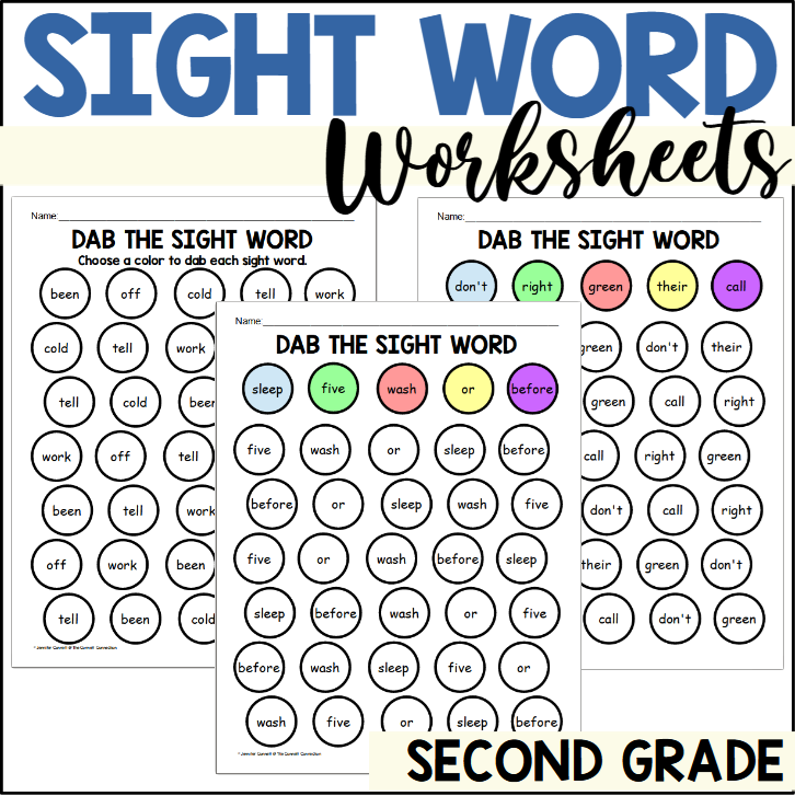 Second Grade Dab a Sight Word Worksheets