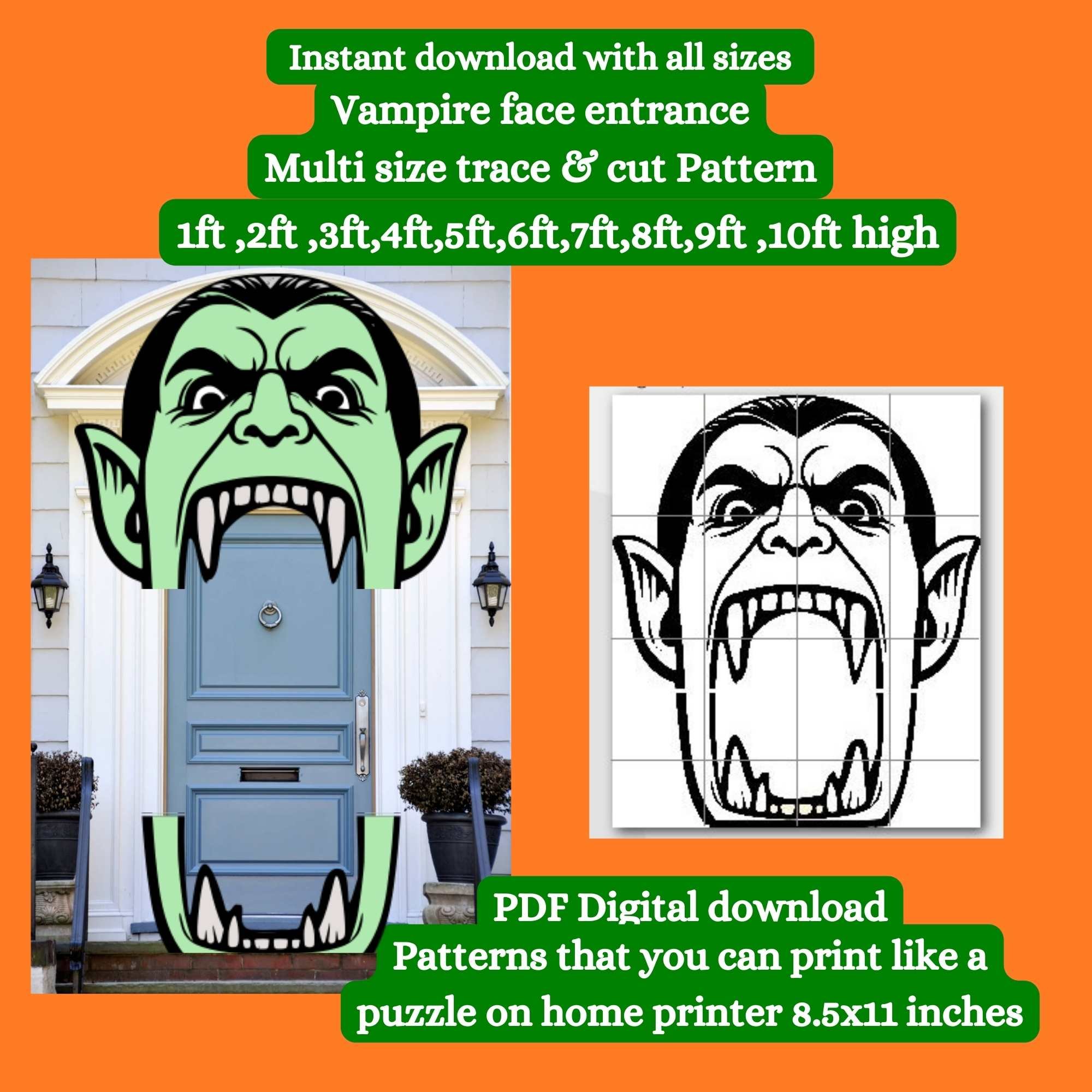 Life size, Large small Scary Vampire Dracula face arch, 1ft 2ft 3ft 4ft ...