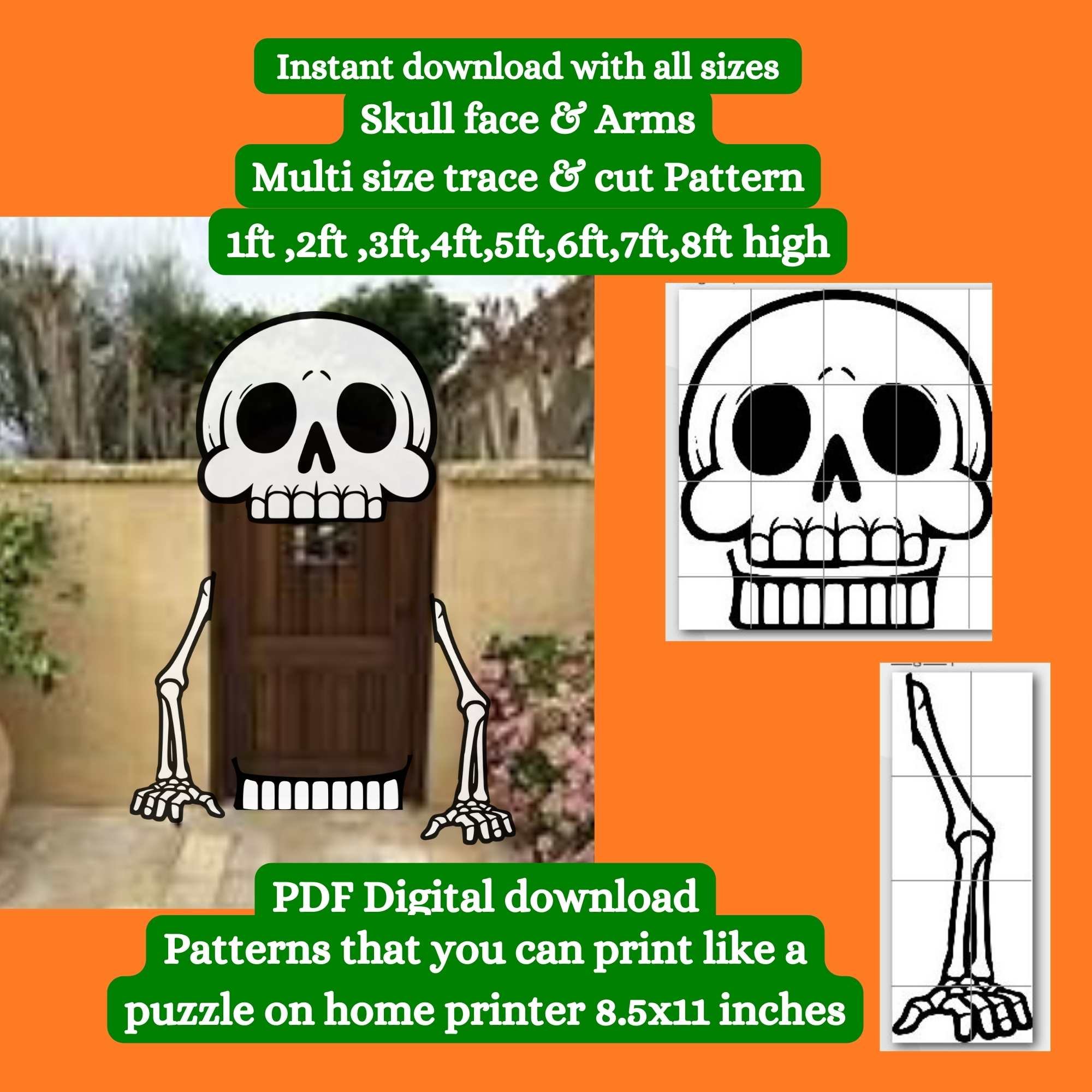 Life size, Large small Scary skull & bones head scream face arch, 1ft ...