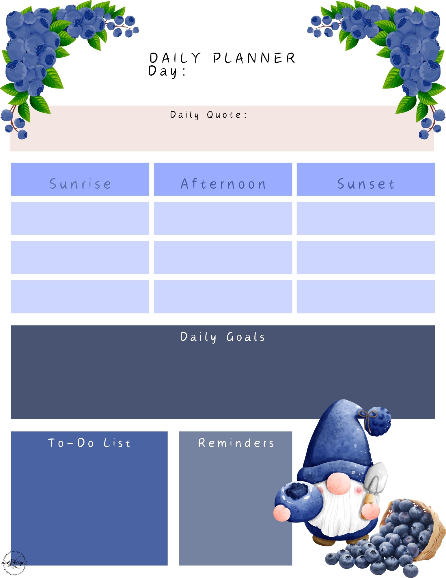 Planner Set: Blueberry theme daily & weekly planner - Payhip