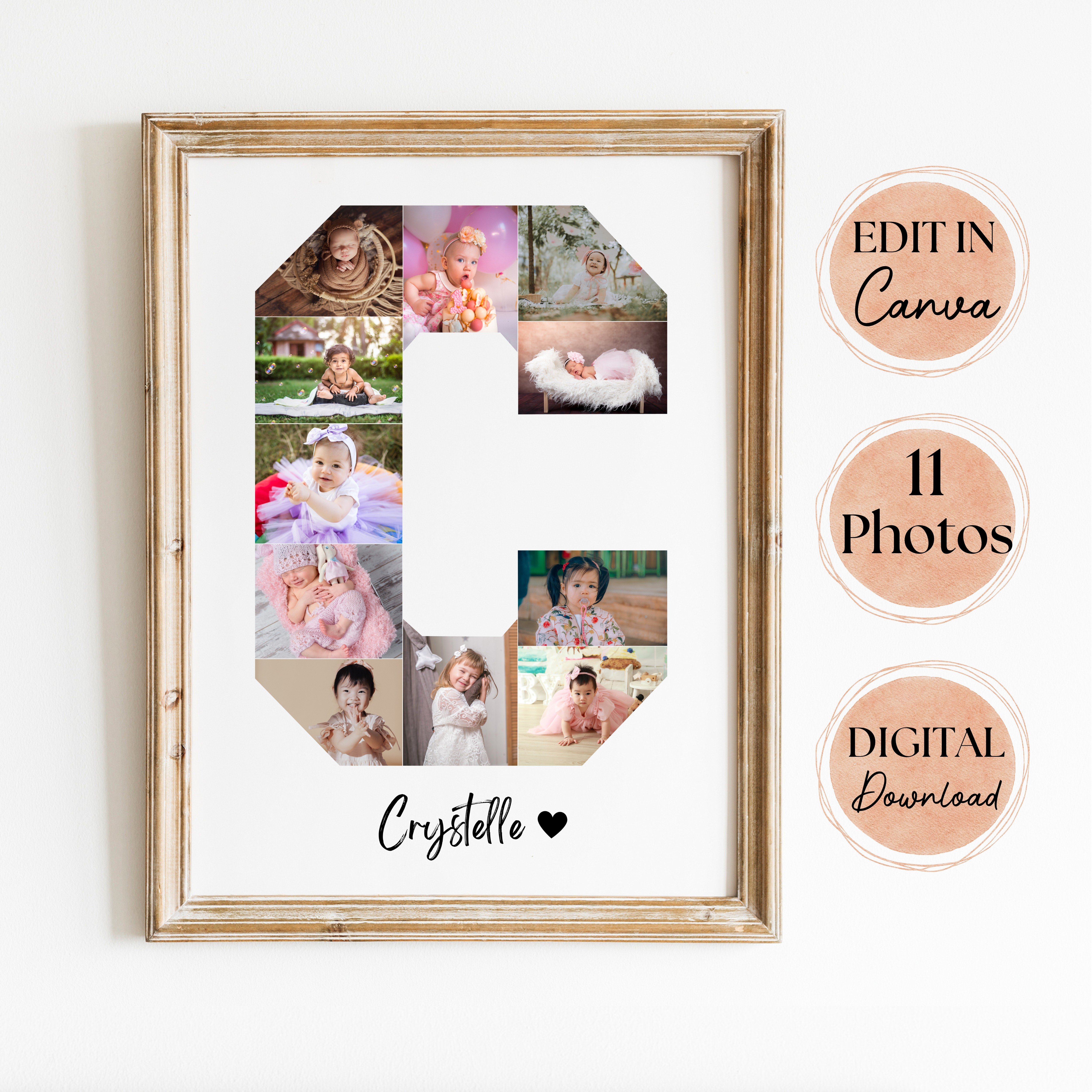 EDITABLE Alphabet Letter C Custom Baby Name, Initial Photo Collage ...
