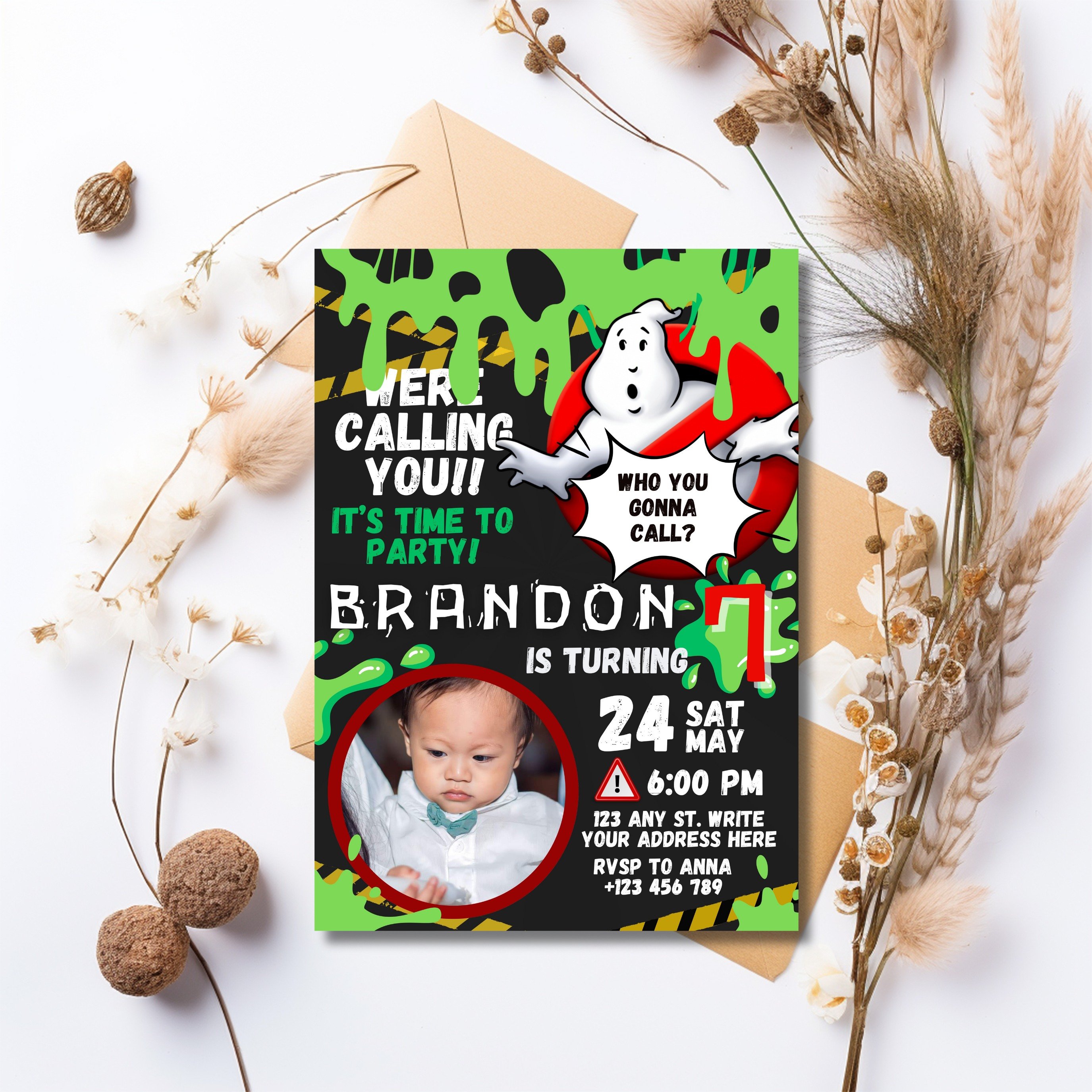 Ghostbuster Birthday Invitation Editable Template, Instant Download ...