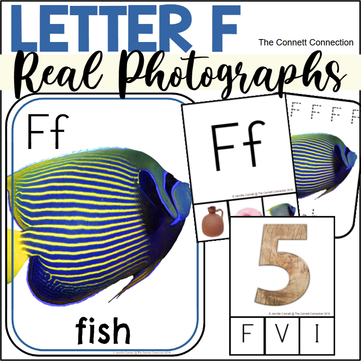 Letter F Phonics and Writing Centers with Real Photographs