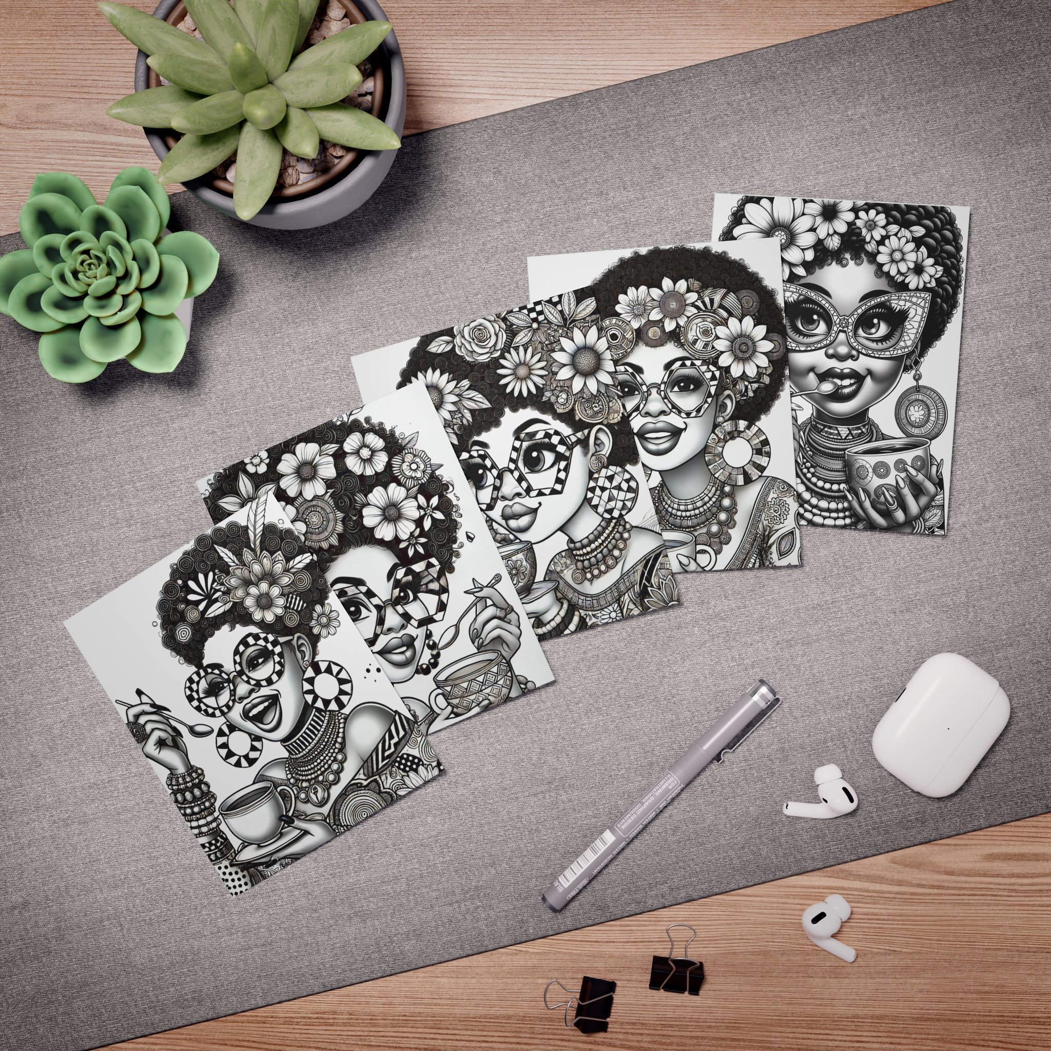 Coloring Tea Cards (set of 5) - Payhip