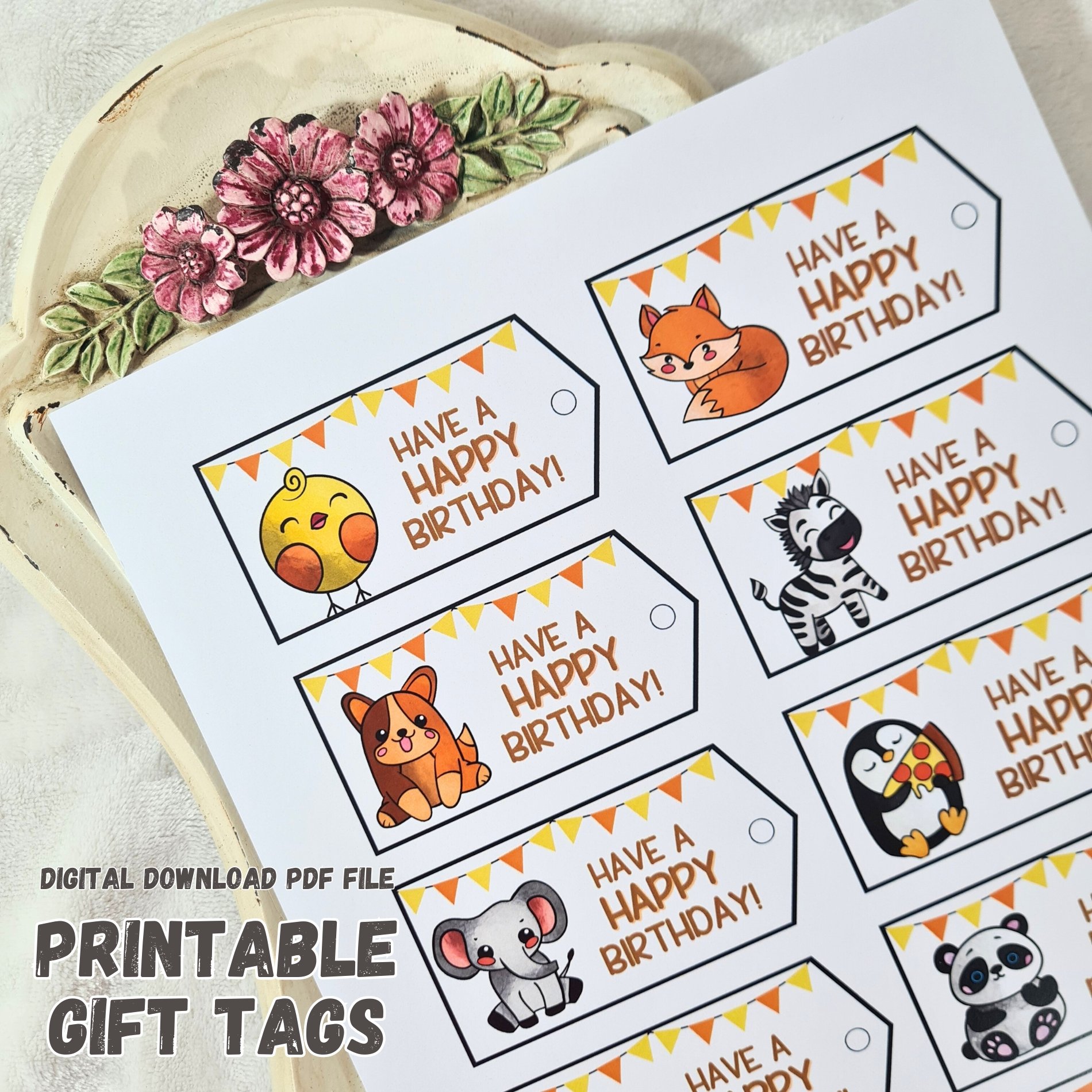 Printable Gift Tags for Children, Happy Birthday Gift Tag for Kids - Payhip