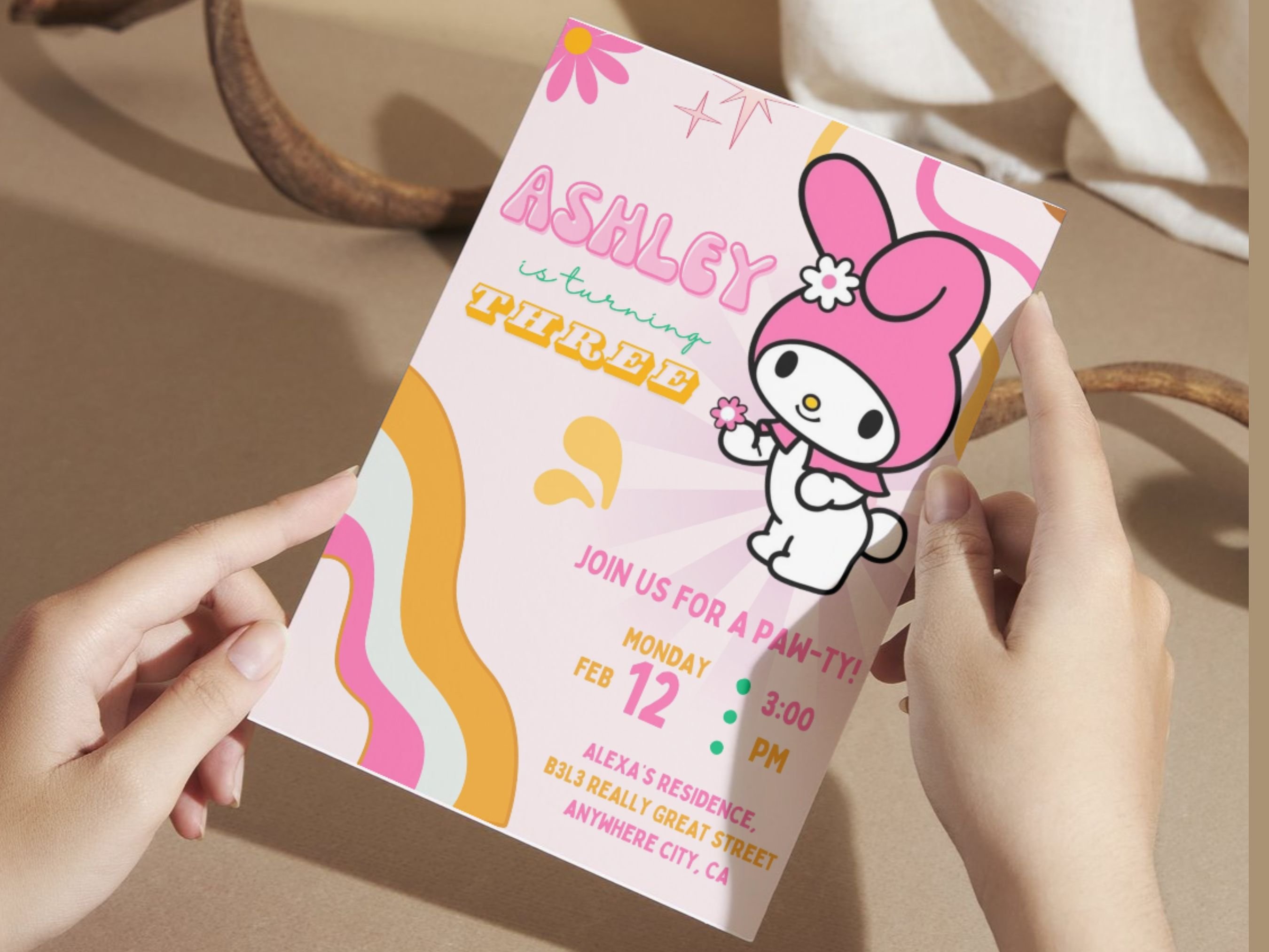 Hello Kitty and Friends, My Melody Birthday Invitation Template - Payhip