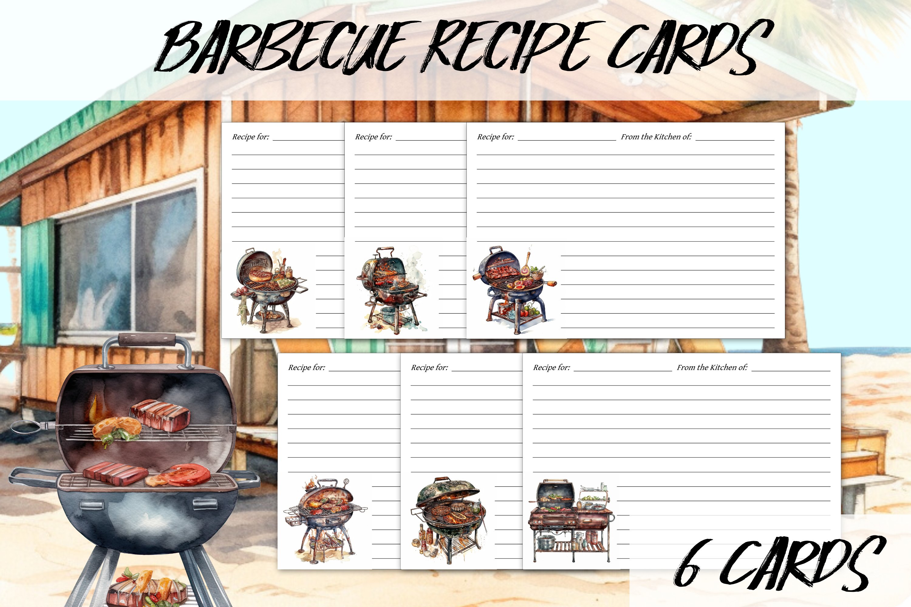Barbecue - Printable Recipe Cards 6” x 4” Digital Download - Payhip