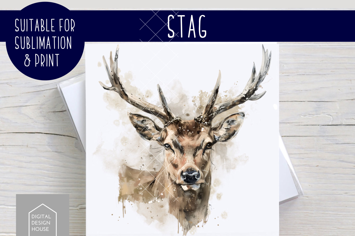 Watercolour STAG Illustration PNG for Sublimation and Print - Payhip