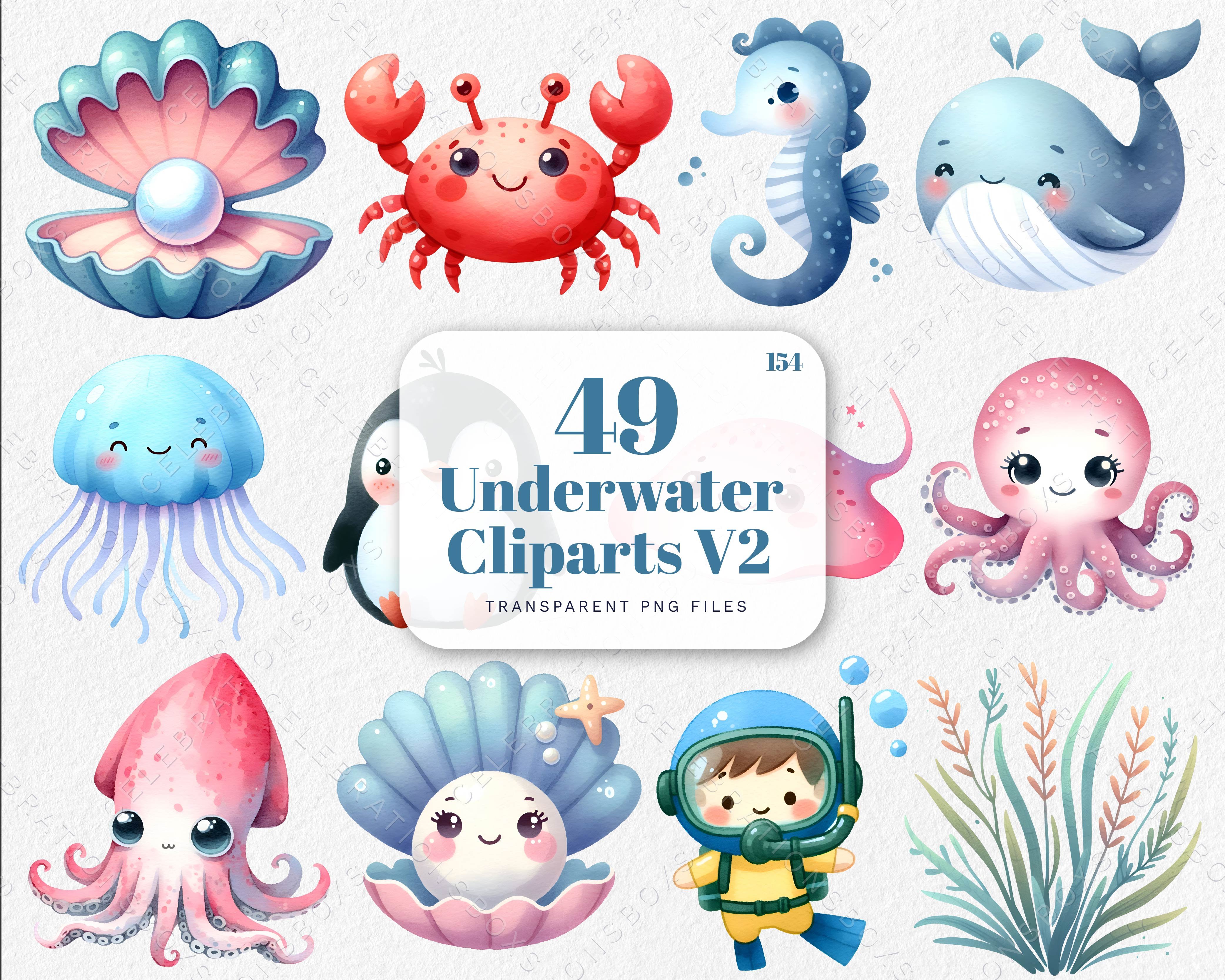 Ocean Animal Clipart, Underwater Clipart | 154 - Payhip