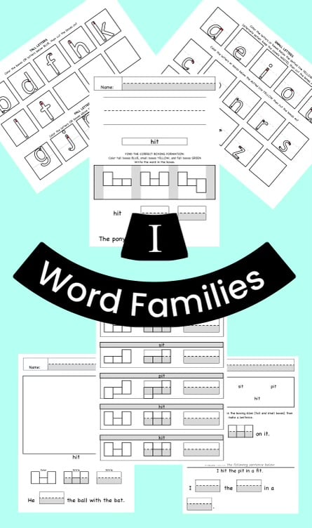 CVC 'I' Word Families using boxing for letters and color - Payhip