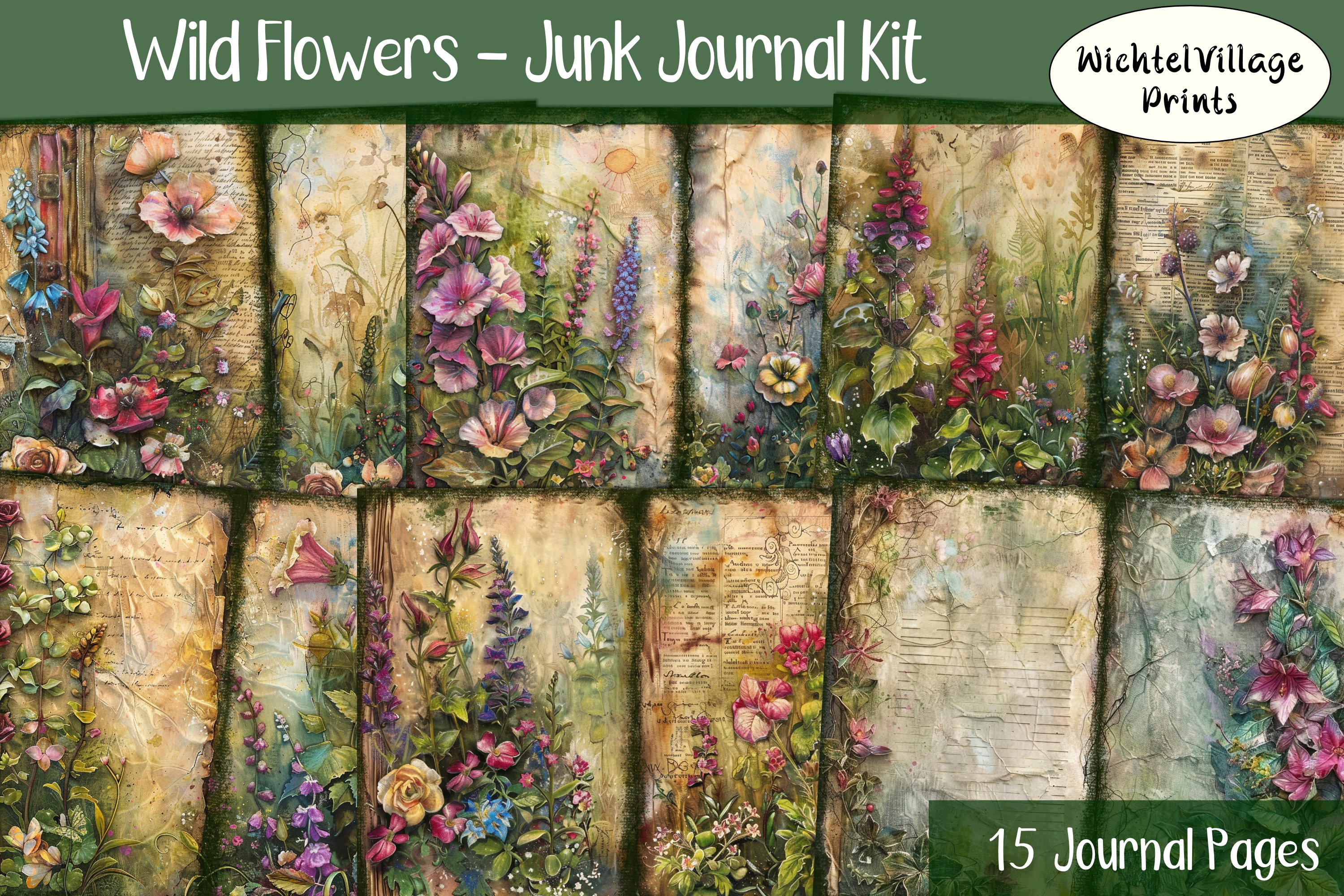 Wild Flowers - Junk Journal Kit - Payhip