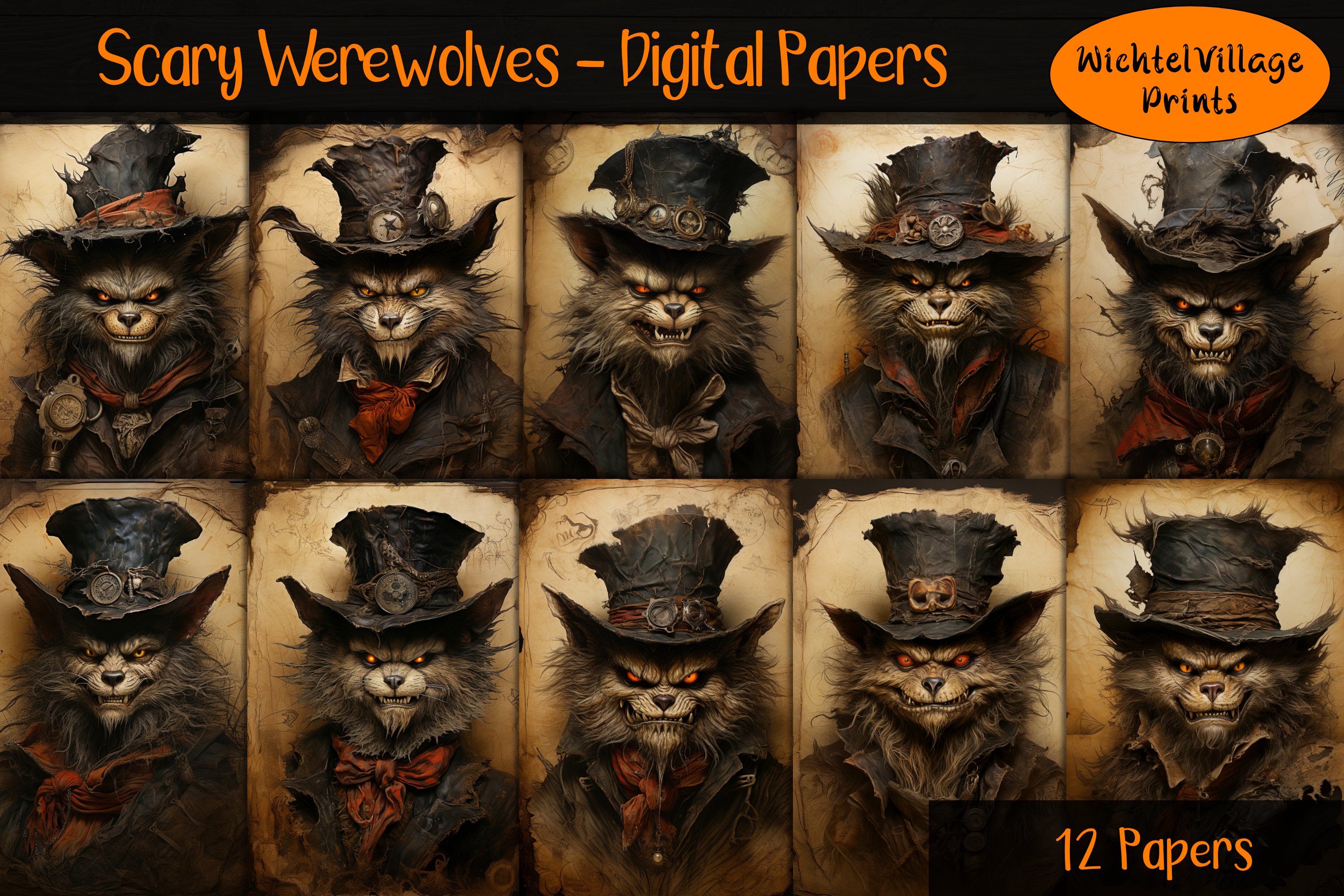 Scary Werewolves - Digital Papers - Payhip