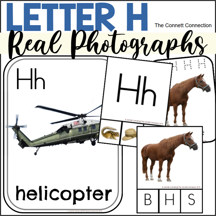 Letter H Phonics and Writing Centers with Real Photographs
