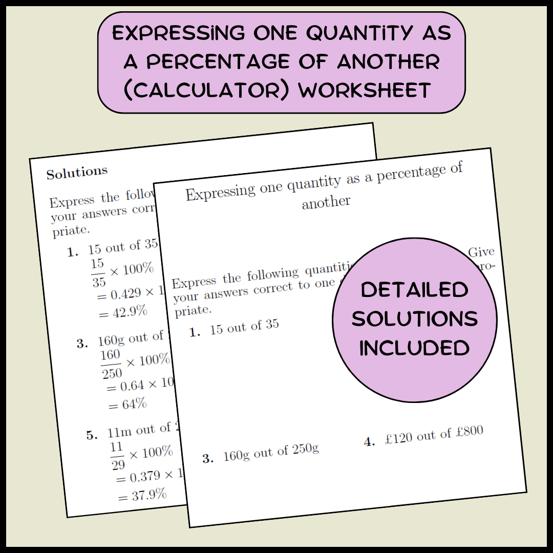 Expressing one quantity as a percentage of another (calculator ...