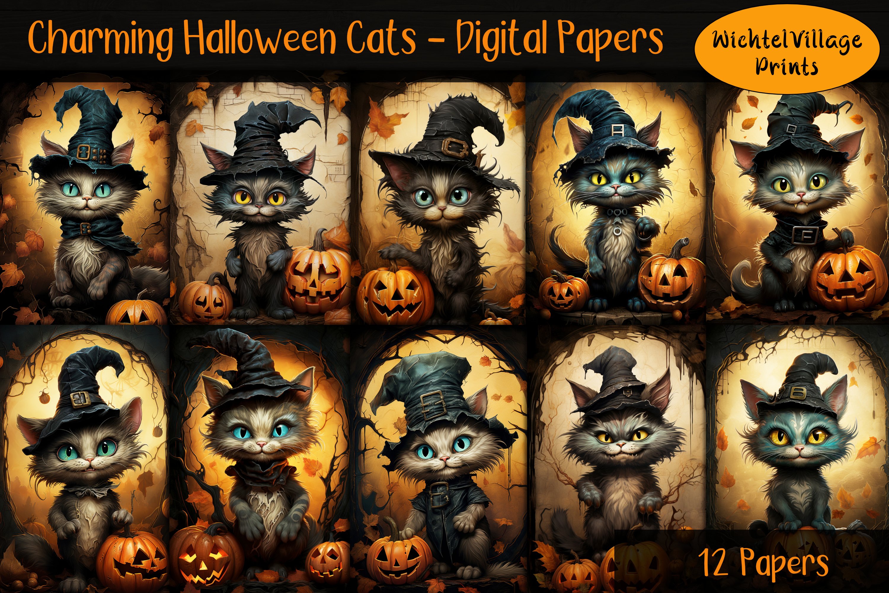 Halloween Cats - Digital Papers - Payhip