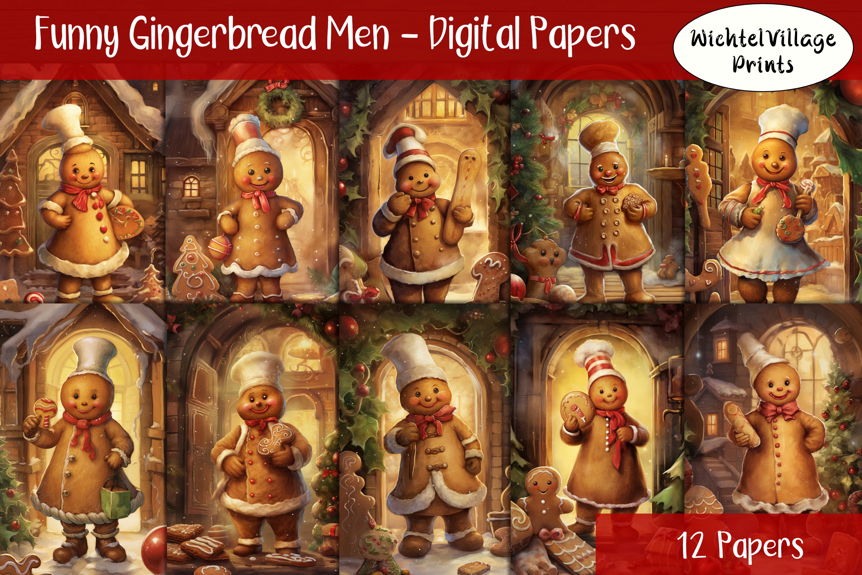 Funny Gingerbread Men - Digital Papers - Payhip