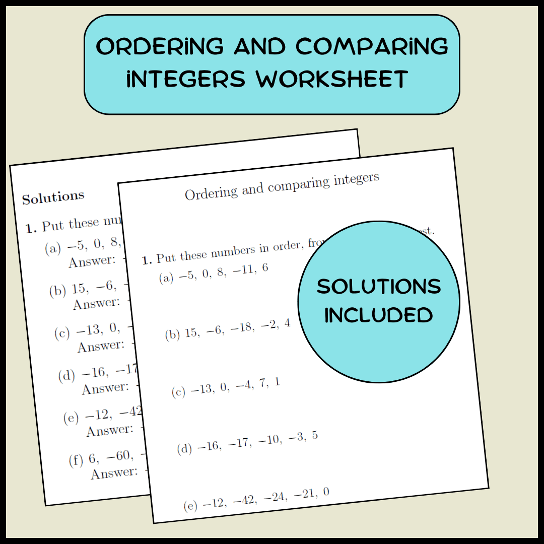 Ordering and Comparing, Adding and Subtracting Integers Bundle