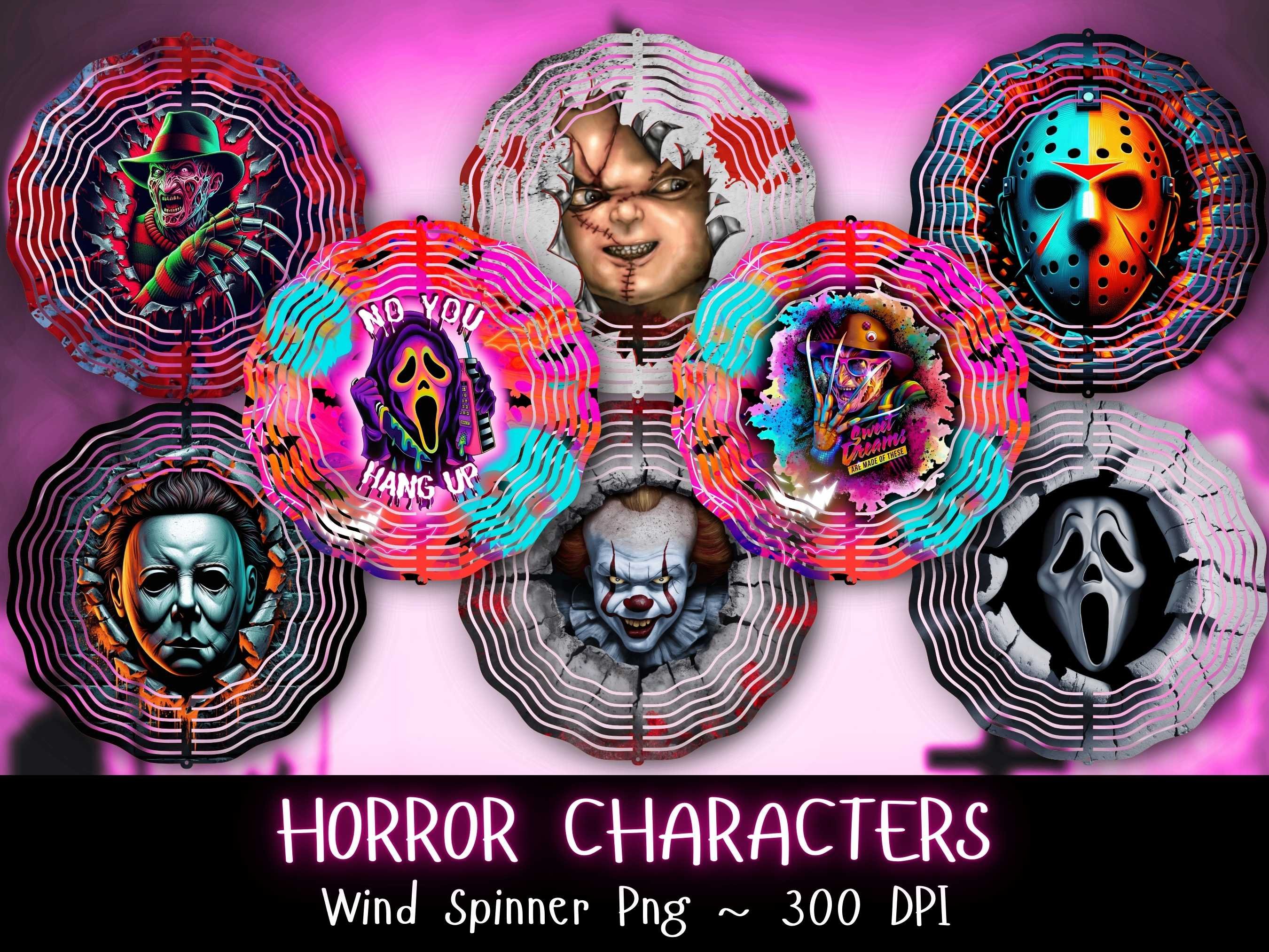 Horror Characters Wind Spinner PNG Sublimation Designs