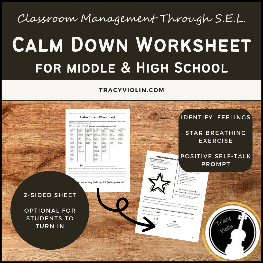 Calm Down Worksheet | Middle School & High School | SEL & Classroom ...