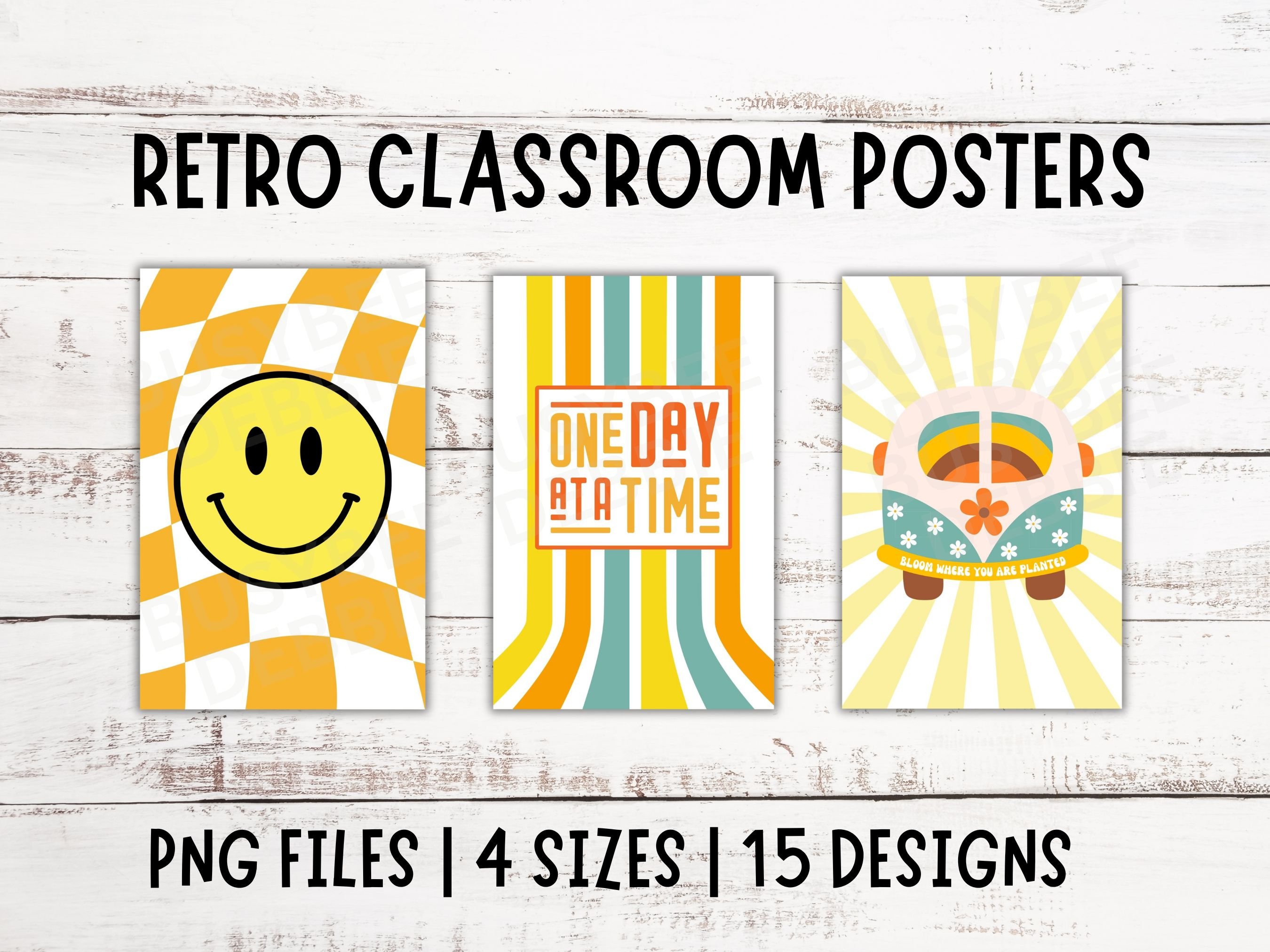 Retro Classroom Poster Set (Set of 15) Inspirational Quotes | Retro ...