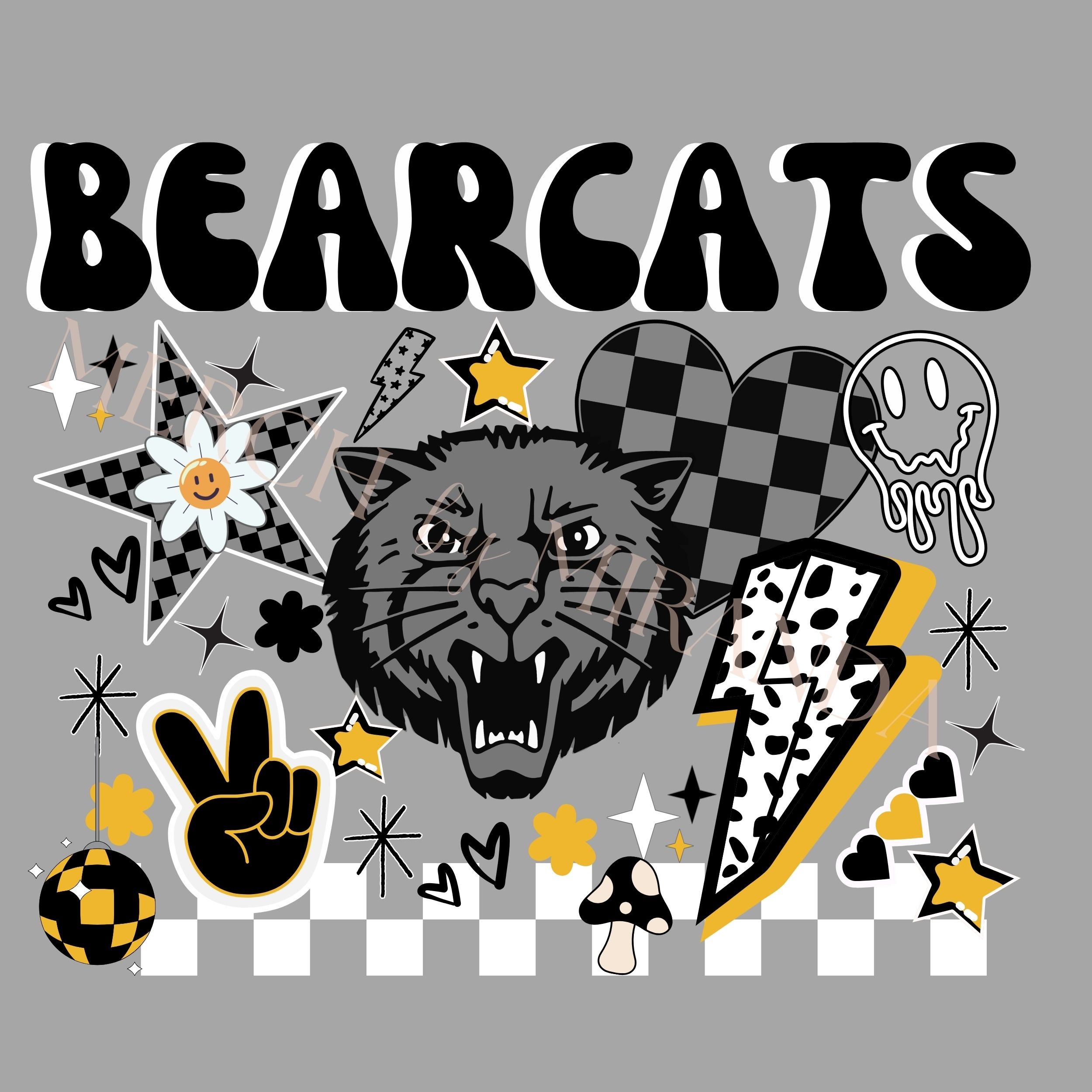 Bearcat Mascot - Bearcats - Retro Groovy Theme - School Spirit ...