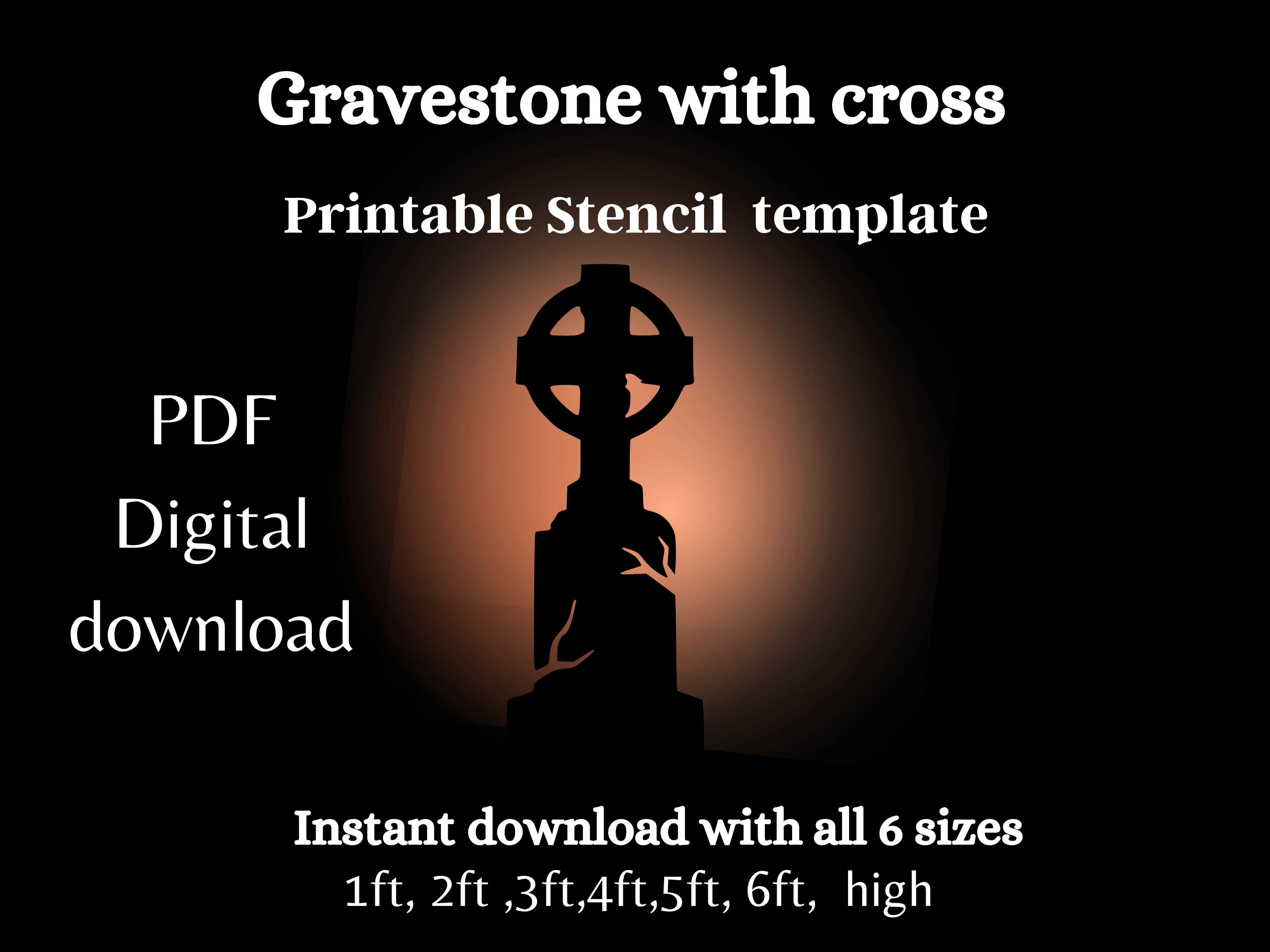 Halloween graveyard cross pdf template, silhouette pattern, 1ft 2ft 3ft ...