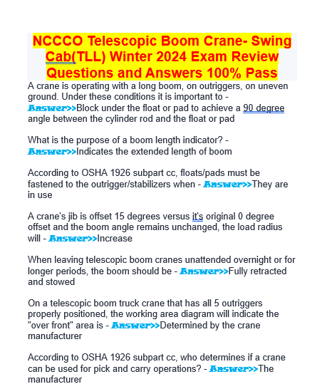 NCCCO Telescopic Boom Crane- Swing Cab(TLL) EXAM PREPARATIONs ...