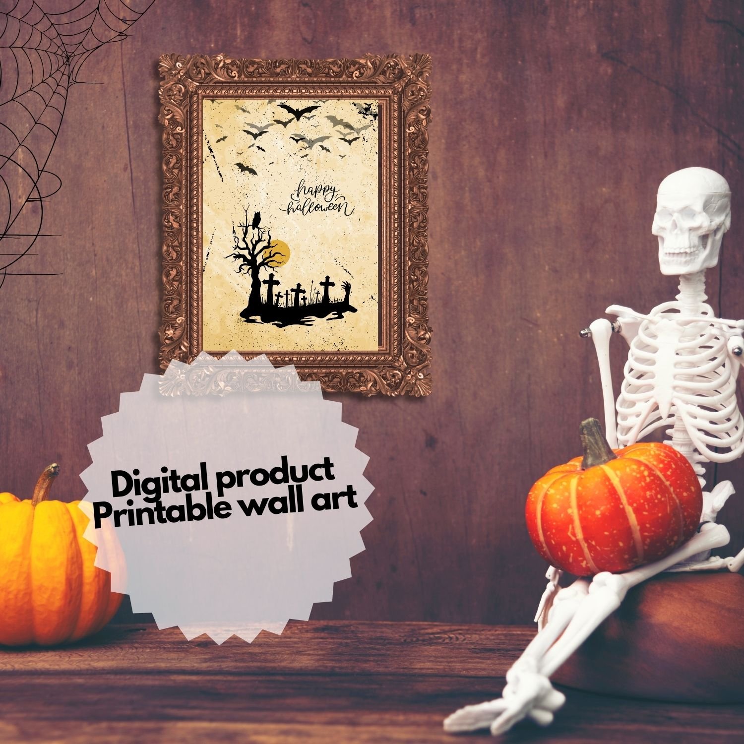 Scary horror halloween party at cemetery printable poster. Funny wall ...
