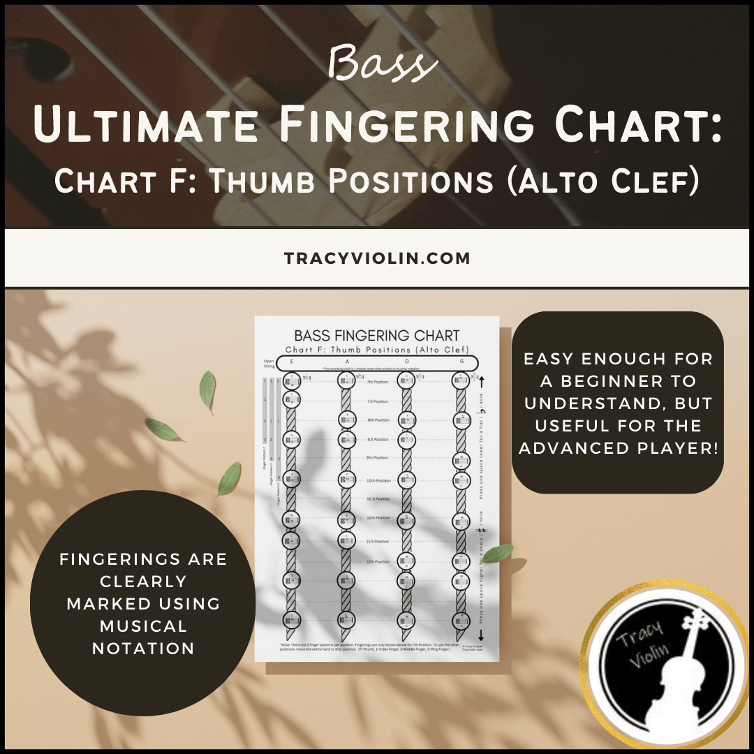 Ultimate Bass Fingering Chart - Chart F: Thumb Positions - Alto Clef