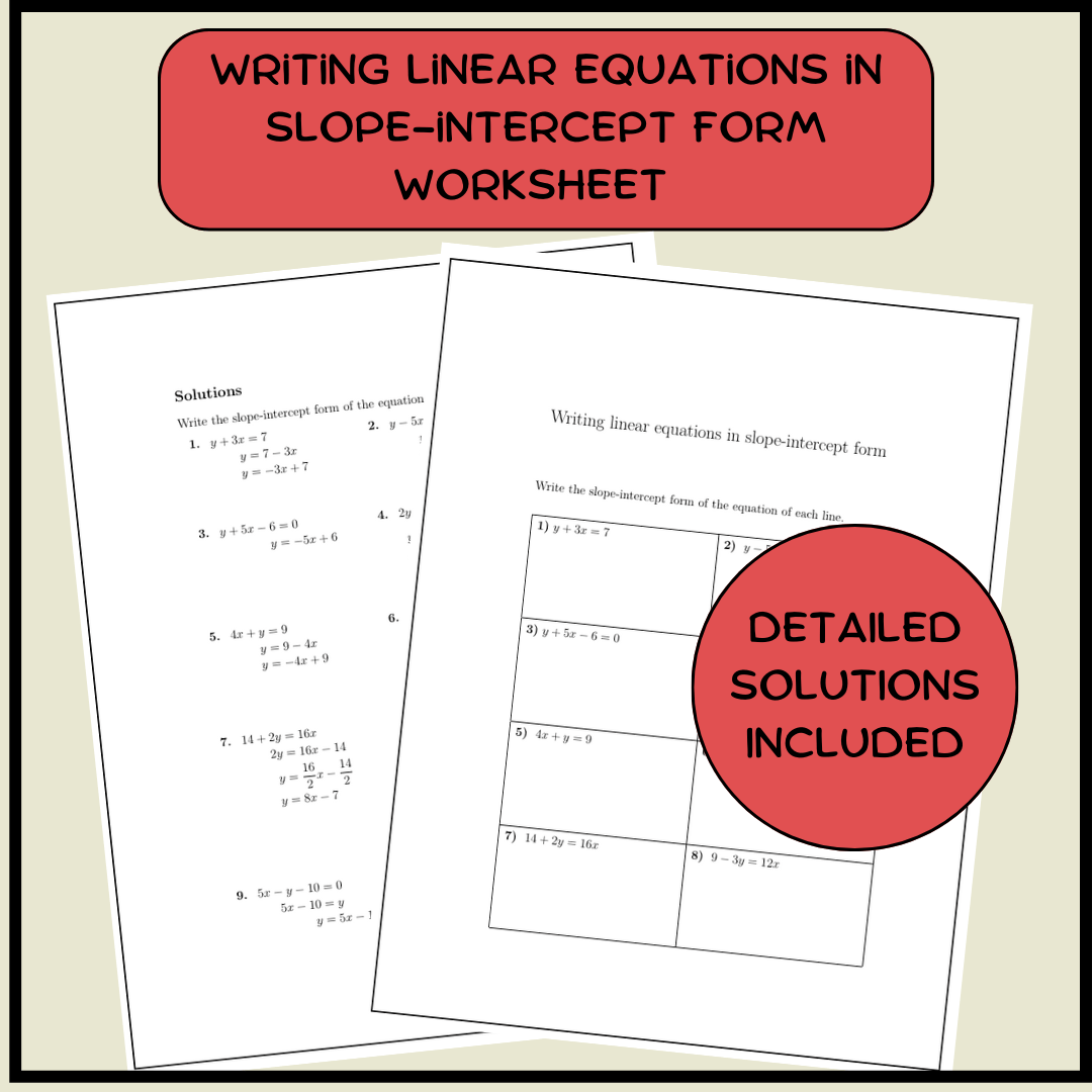 Straight lines worksheet (with solutions) - Payhip