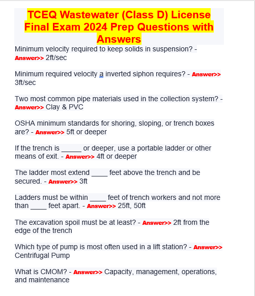 TCEQ -Texas Commission on Environmental Quality Exam EXAM PREPARATIONs ...